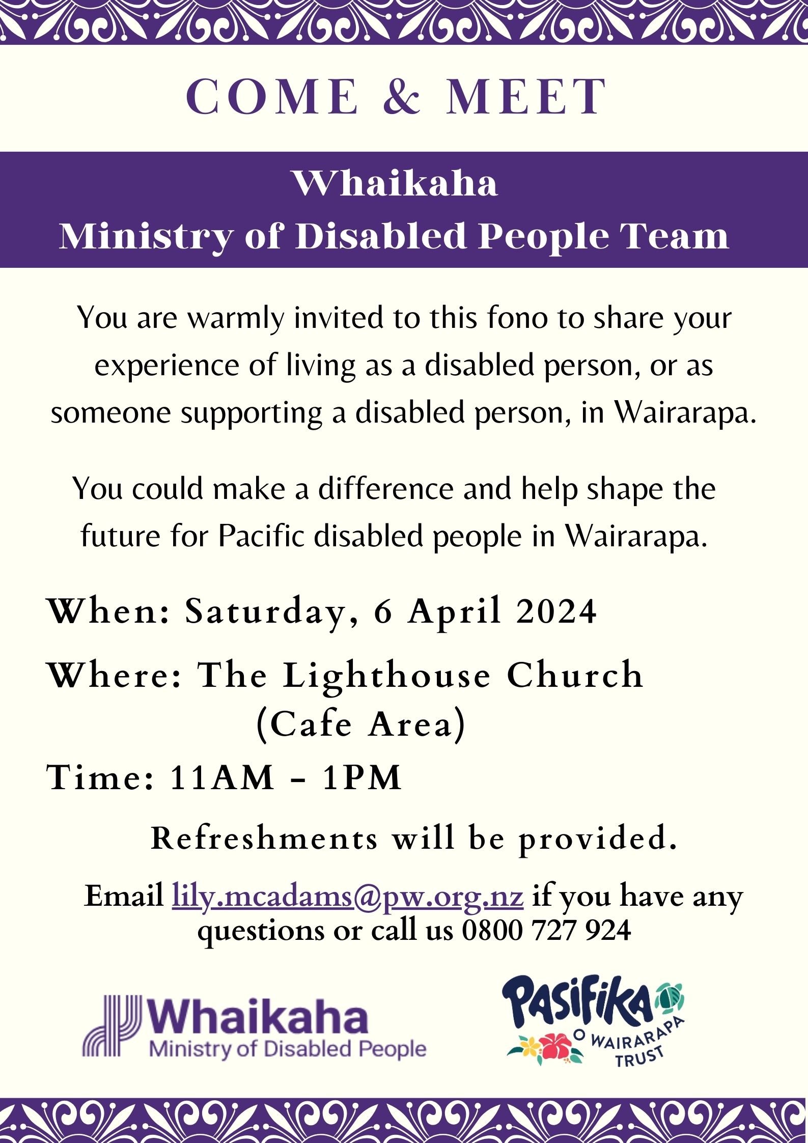 Whaikaha -Ministry of Disabled People - Pasifika O Wairarapa Trust